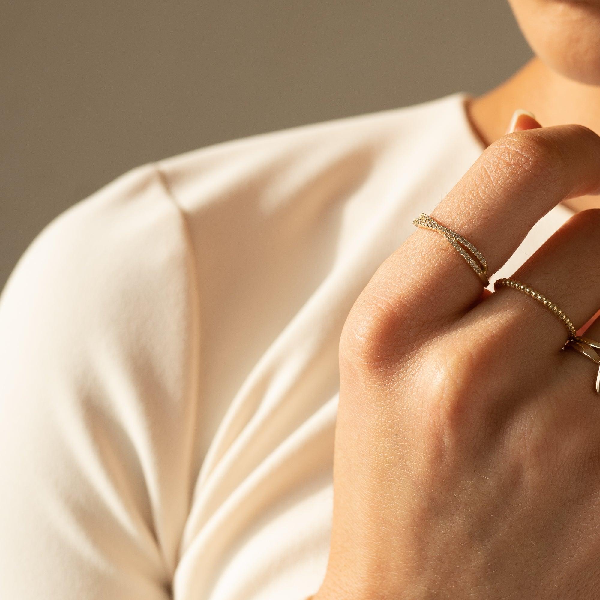 Maja Solid Gold Beaded Ring