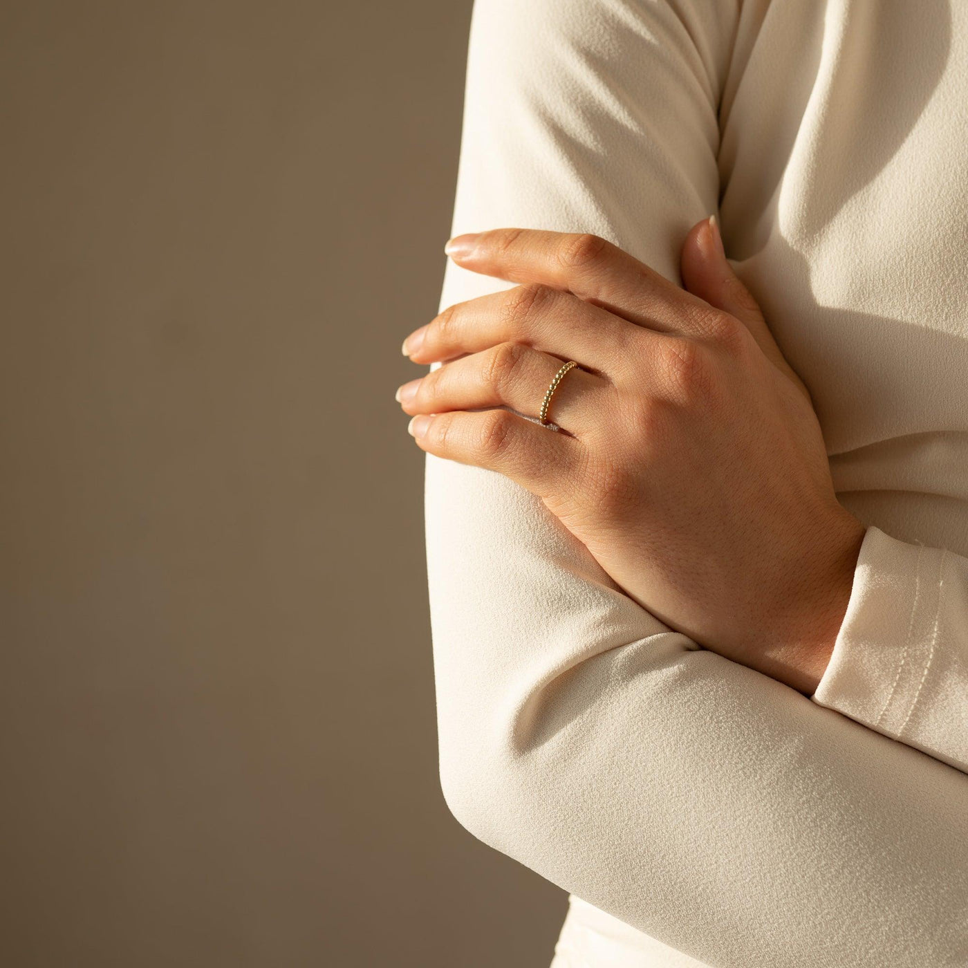 Maja Solid Gold Beaded Ring